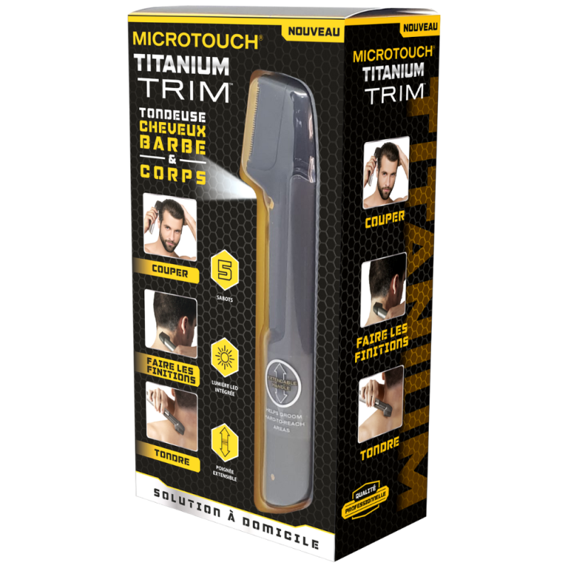 MICROTOUCH Titanium Trim tondeuse visage et corps 5 sabots poignée ...