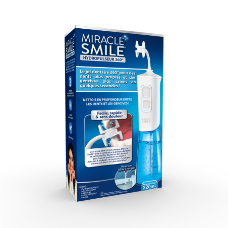 MIRACLE SMILE hydropulseur jet dentaire 360° 4 jets nettoie les dents ...